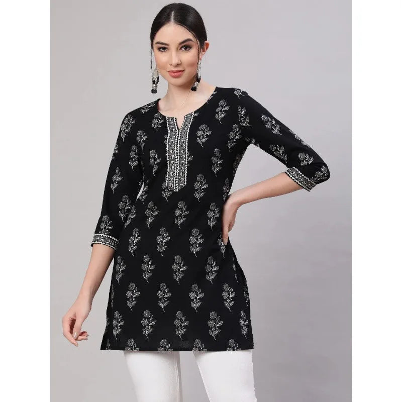 Varaya Black Cotton Kurta – Nuvoula